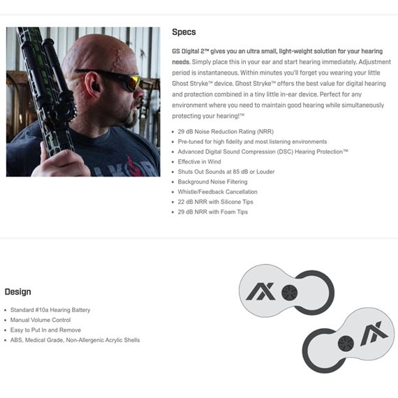 SportEar Axil - Ghost Stryke Digital 2 - Høreværn